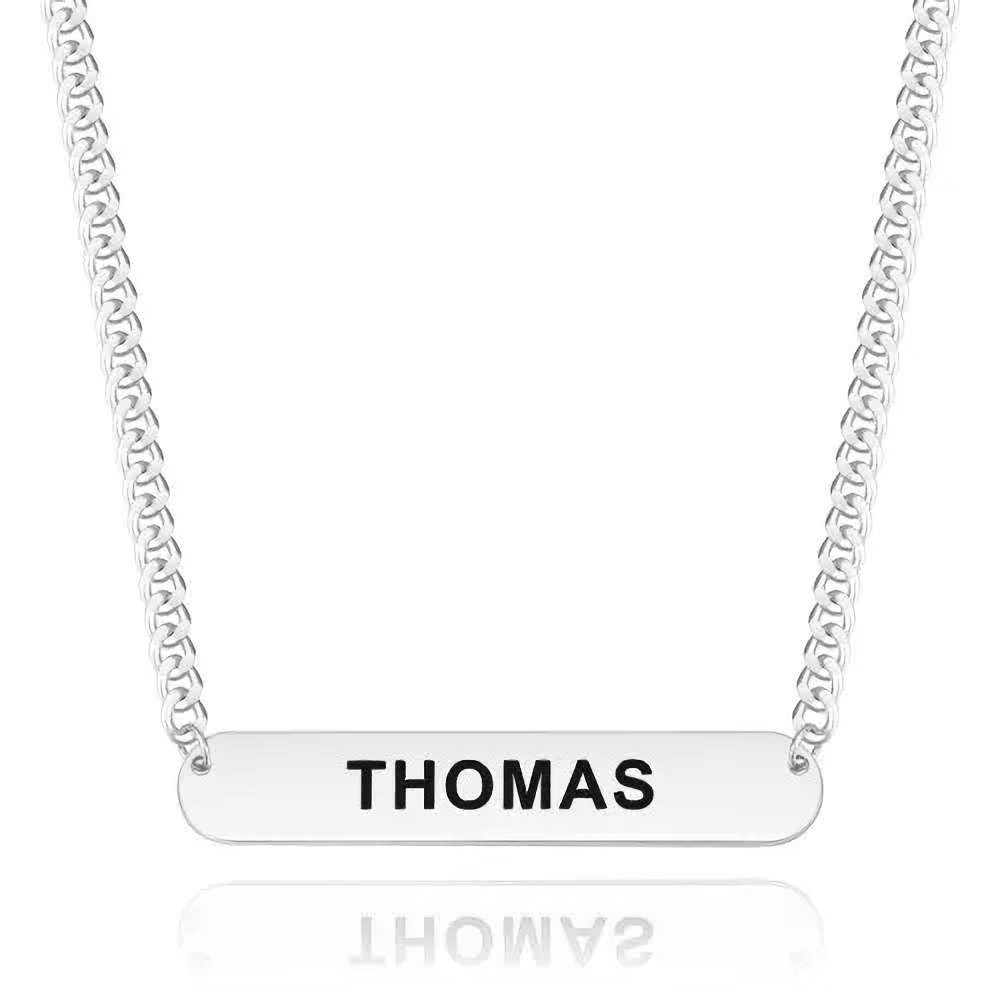 Custom Engraved Bar Necklace Thick Chain Punk Jewelry for Men | MadeMine
