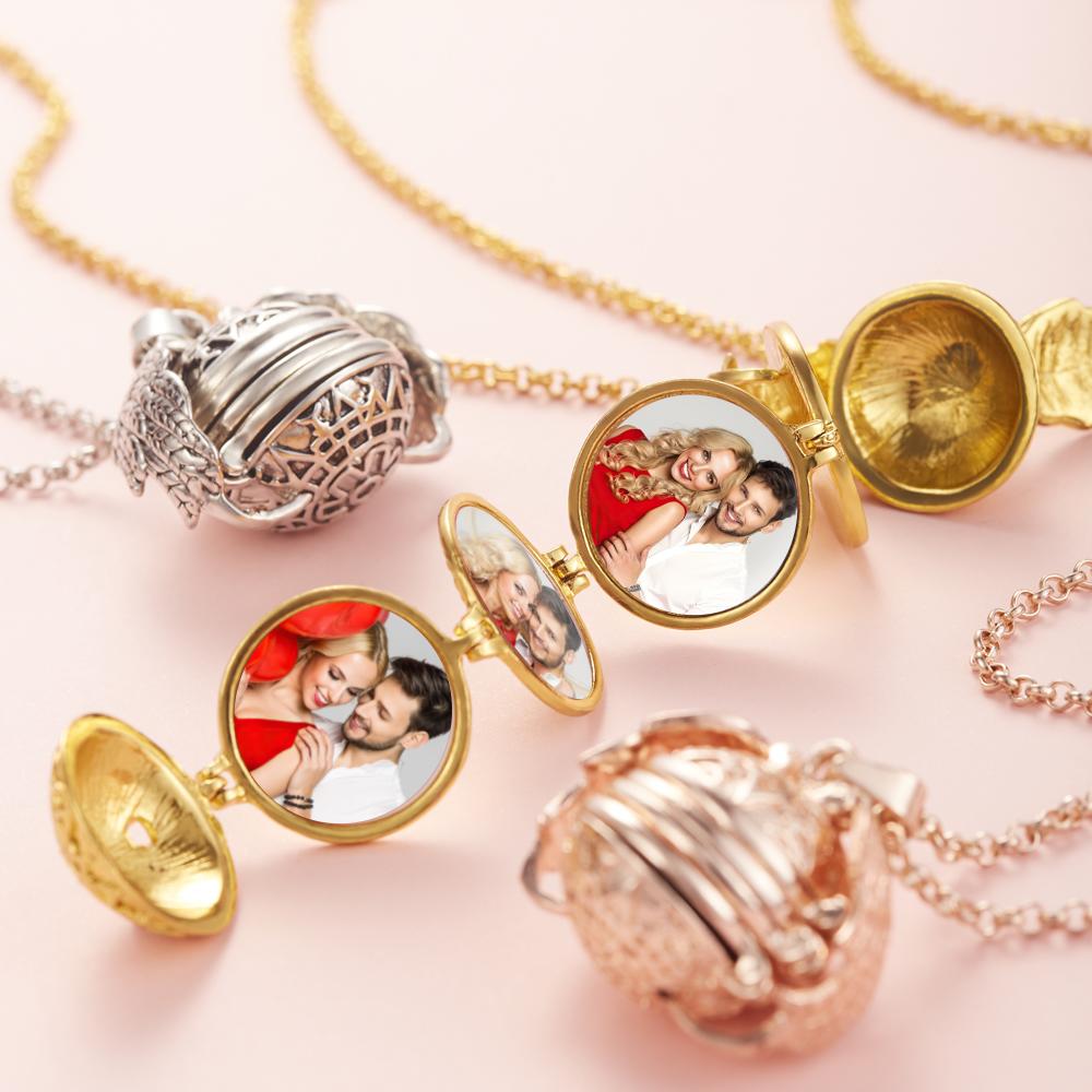 Personalized Angel Wings Expanding Photo Ball Locket Necklace | MadeMine