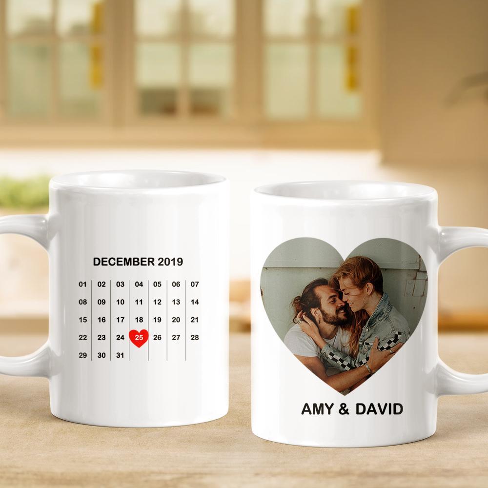 Customised Name Calendar Mugs with Picture For Anniversary - MadeMine ...