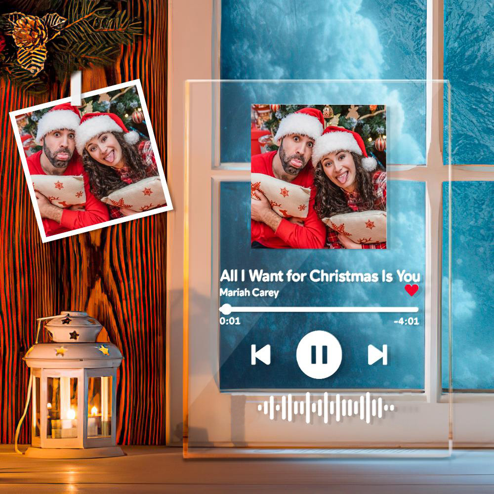 Custom Music Album Cover Glass Art Acrylic Scannable Song Code Plaque ...