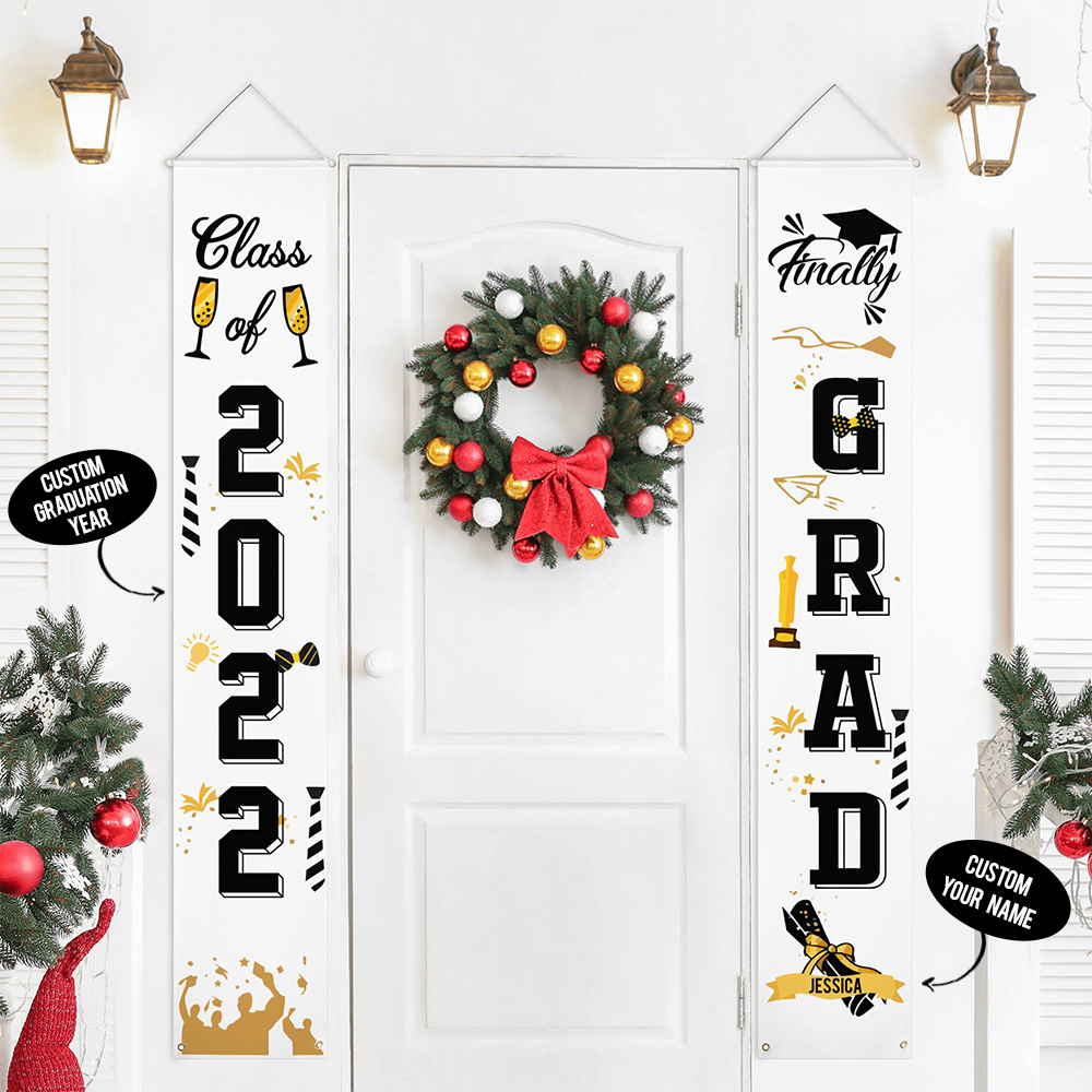 Custom Graduation Door Banner Personalized Backdrop Banner Grad Party ...
