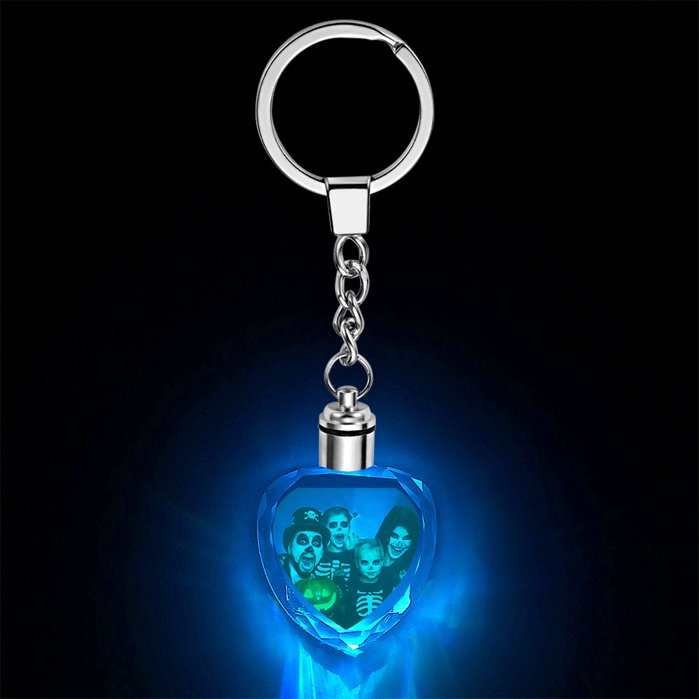 Custom Photo Heart Shaped Crystal LED Light Keychain - MadeMine Custom ...