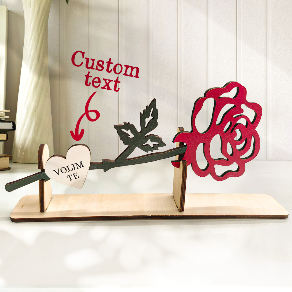 Personalized Wooden Rose Decor with Text - MadeMine Custom Drop Shipping