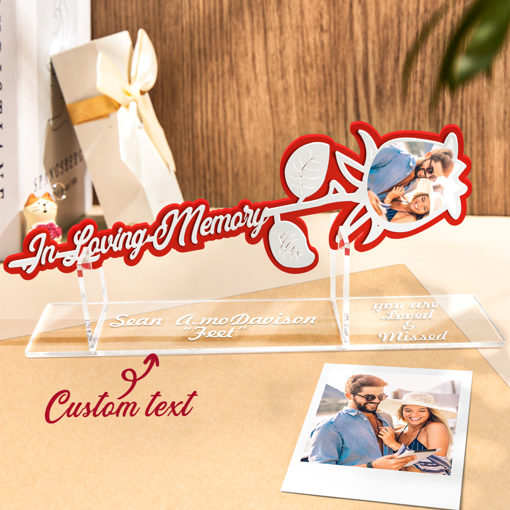Personalized Rose Acrylic Ornament Custom Photo In Loving Memory Rose ...