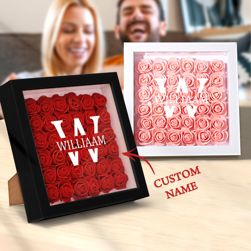 Customized Name Flower Shadow Box Personalized Shadowbox Frame ...