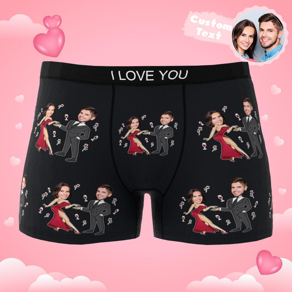 Custom Face Boxer Briefs Dancing Couple Men's Underwear AR View | MadeMine