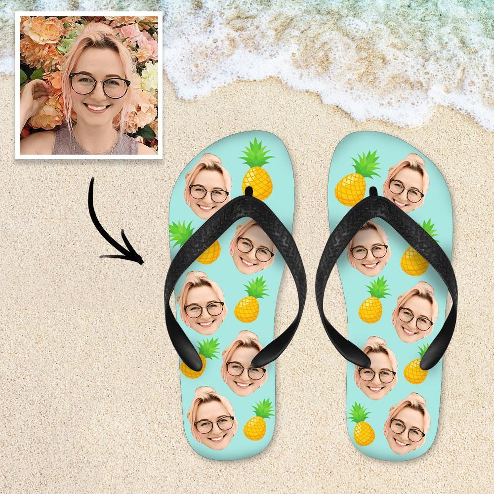 Custom Face Flip Flops Personalized Pineapple Beach Sandal - MadeMine ...