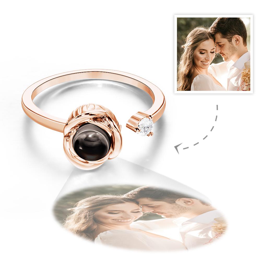 Custom Projection Ring Personalized Photo Open Ring for Women | MadeMine