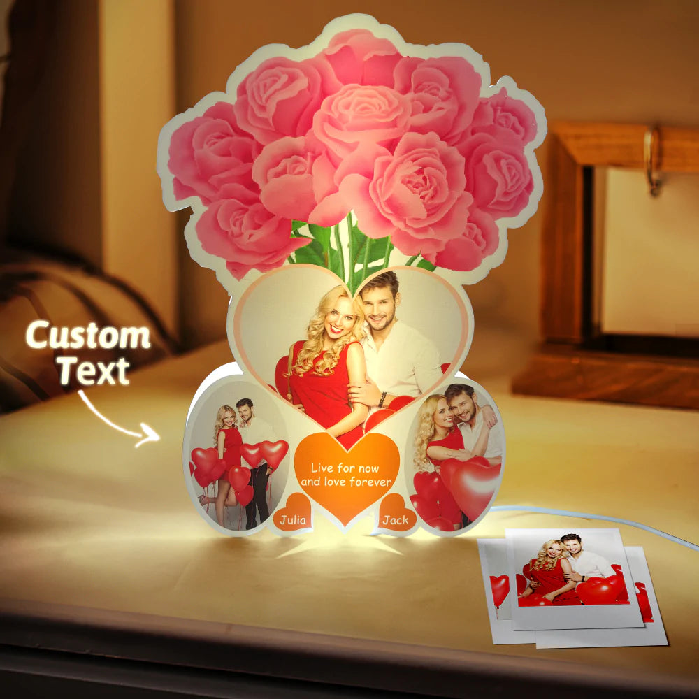 Personalized Rose Photo Night Light Custom Name Led Lamp | MadeMine